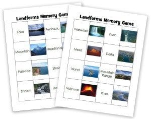 Play a Free Landforms of the World Memory Game - Layers of Learning