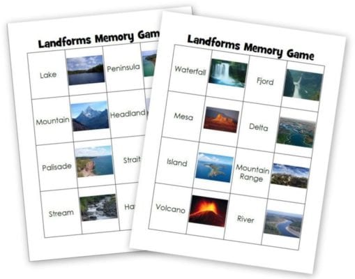Play a Free Landforms of the World Memory Game - Layers of Learning