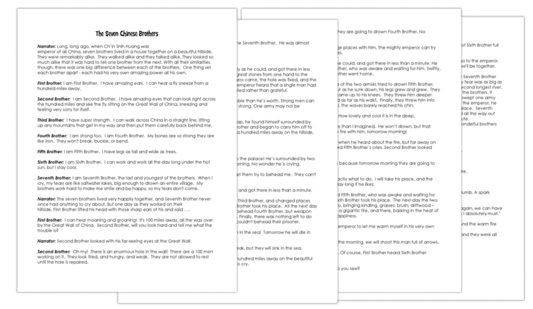The Story of the Seven Chinese Brothers, a Reader’s Theater - Layers of ...